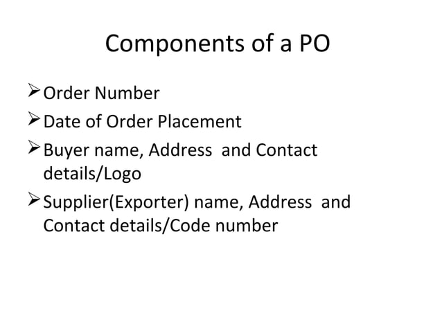Purchase Order (PO) Content | PPT