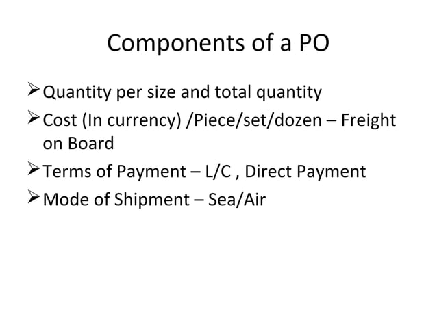Purchase Order (PO) Content | PPT