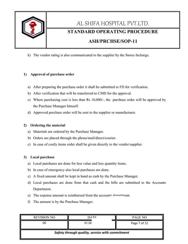 Purchase sop | DOCX | Logistics | Business