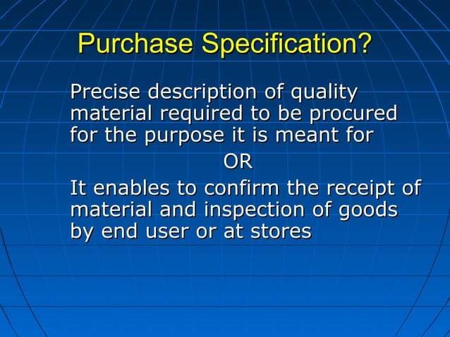Purchase specifications | PPT