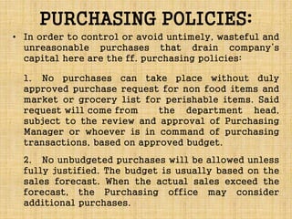 PURCHASING CONTROL POLICIES | PPTX | Grocery Shopping | Shopping