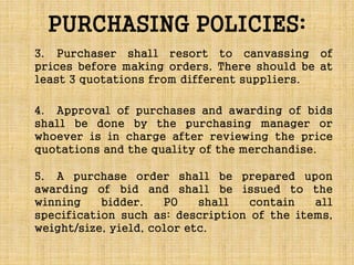 PURCHASING CONTROL POLICIES | PPTX | Grocery Shopping | Shopping