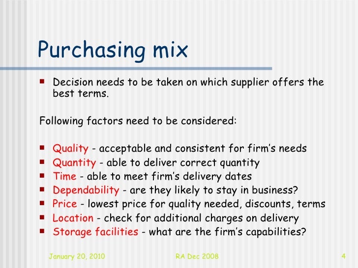 Purchasing And Stock