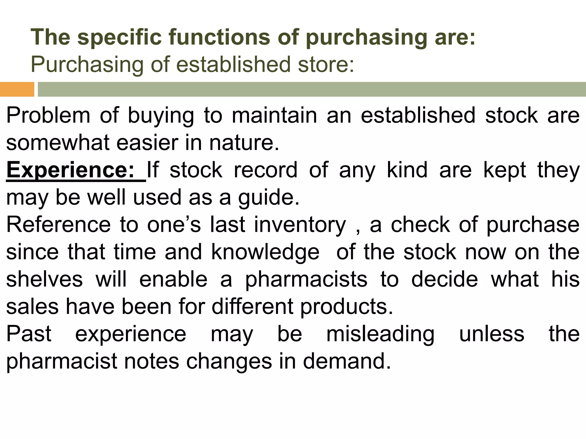 Purchasing and inventory control in drug store | PPTX