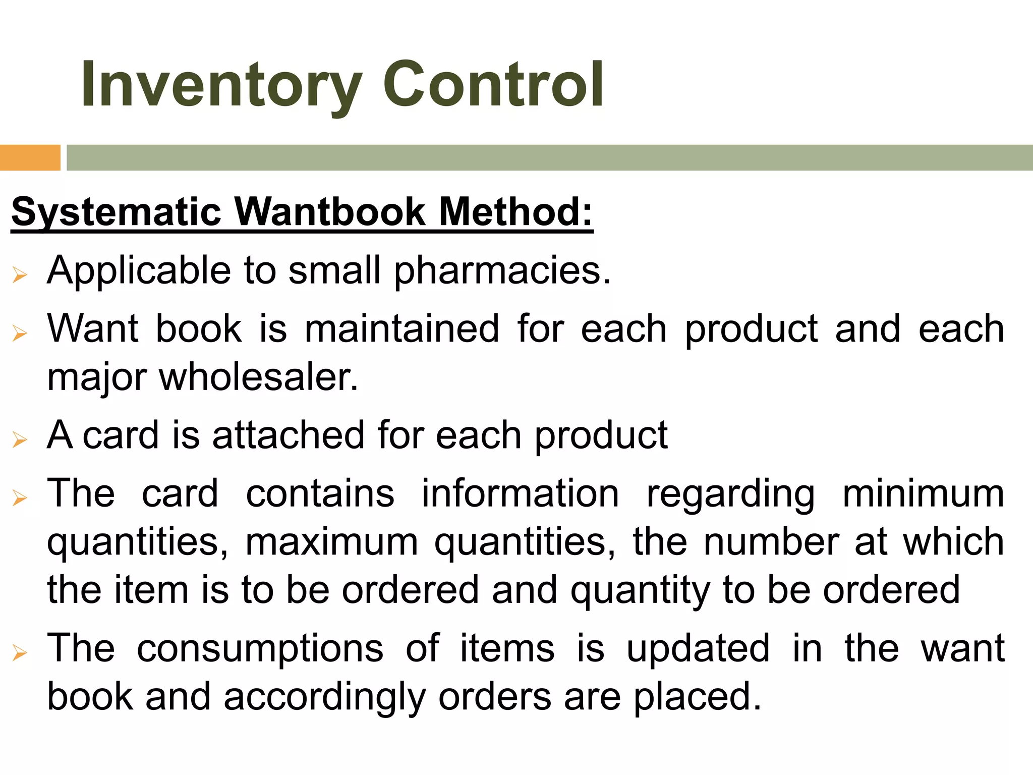 Purchasing and inventory control in drug store | PPTX