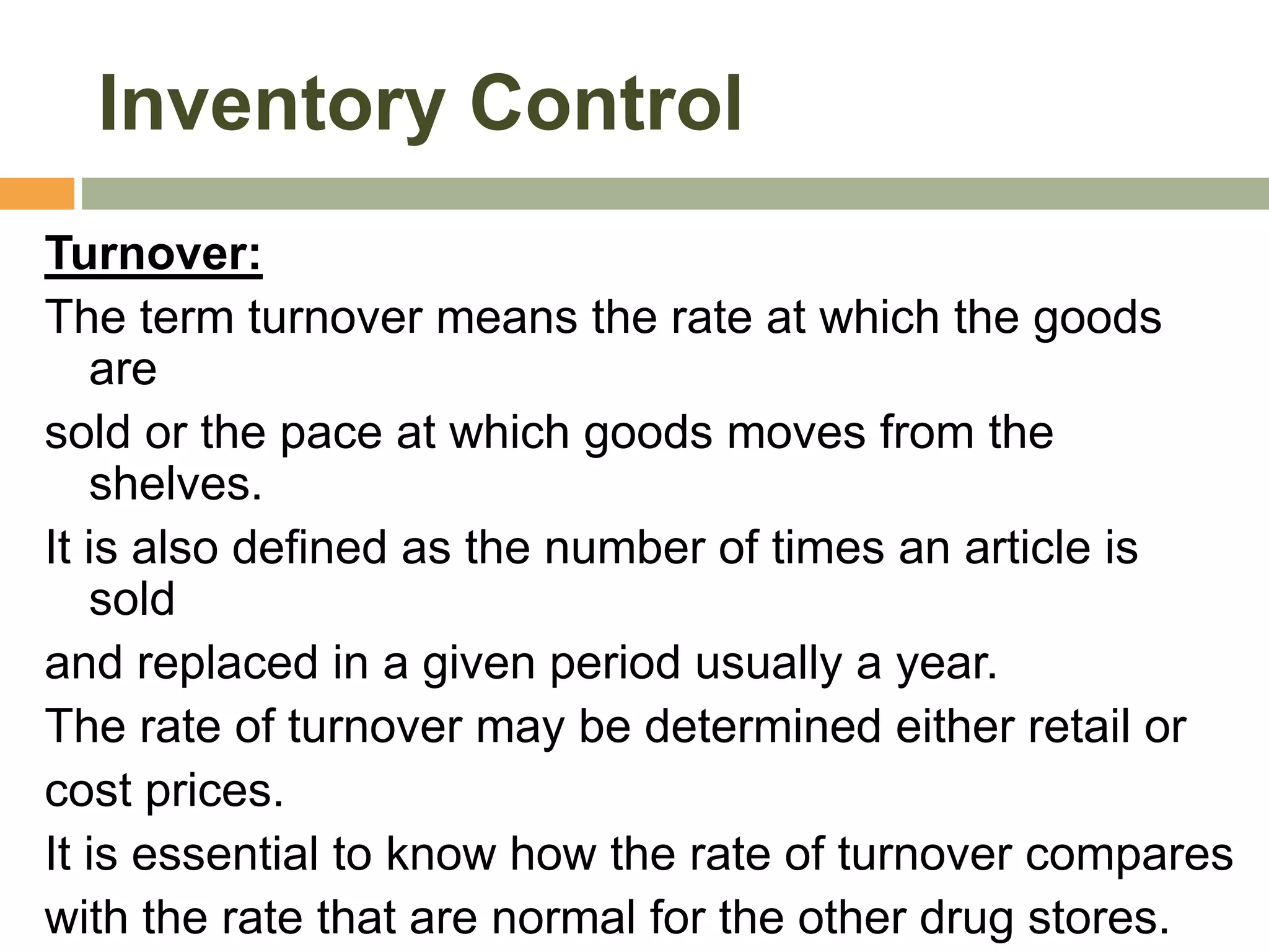 Purchasing and inventory control in drug store | PPTX