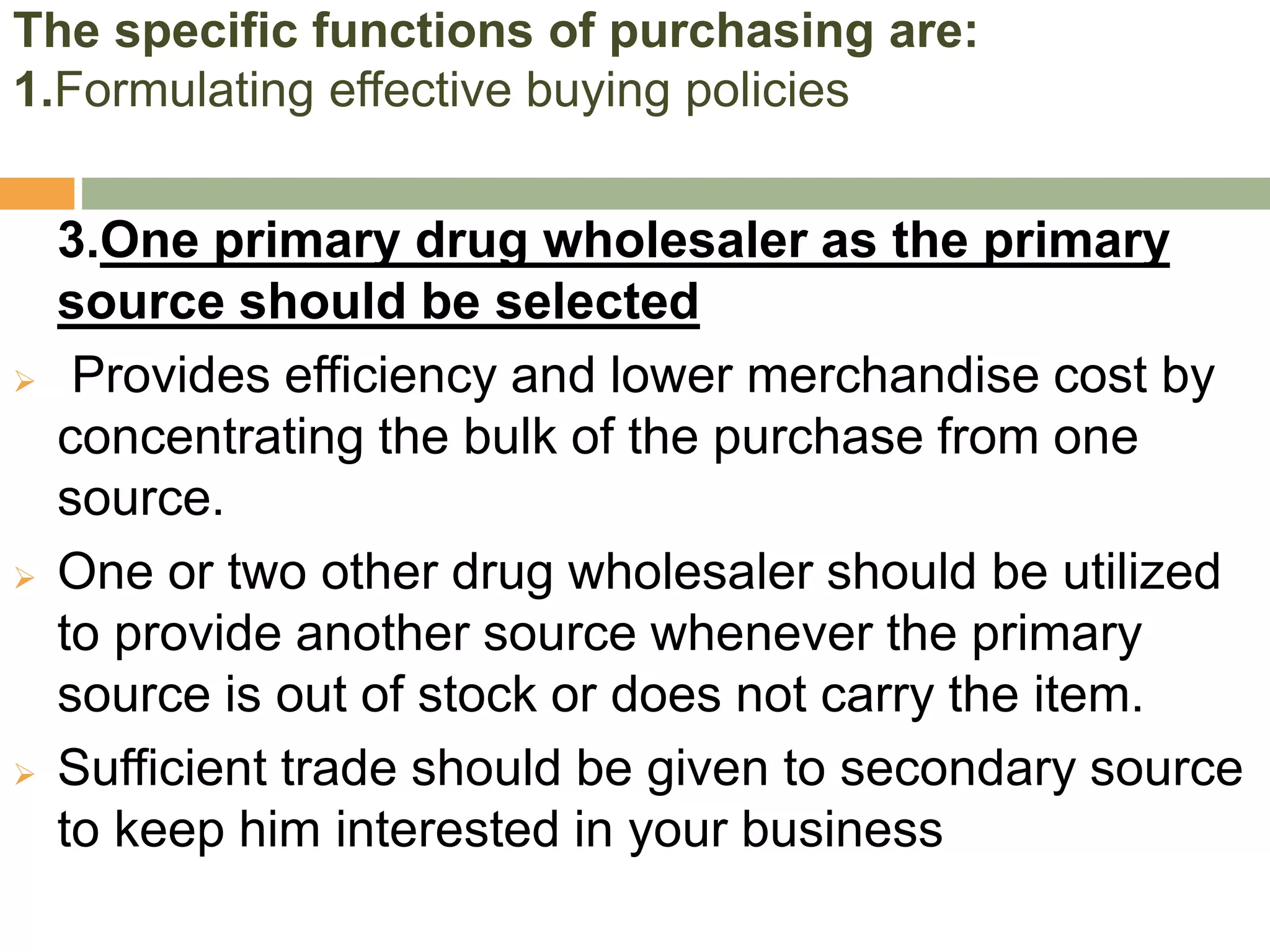 Purchasing and inventory control in drug store | PPTX