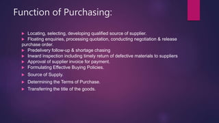 Purchasing and procurement in Material management | PPTX