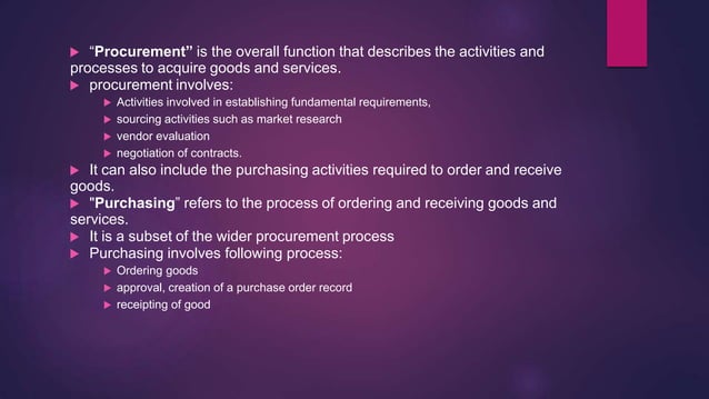 Purchasing and procurement in Material management | PPTX | Logistics ...