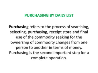 PURCHASING BY DAILY LIST | PPT