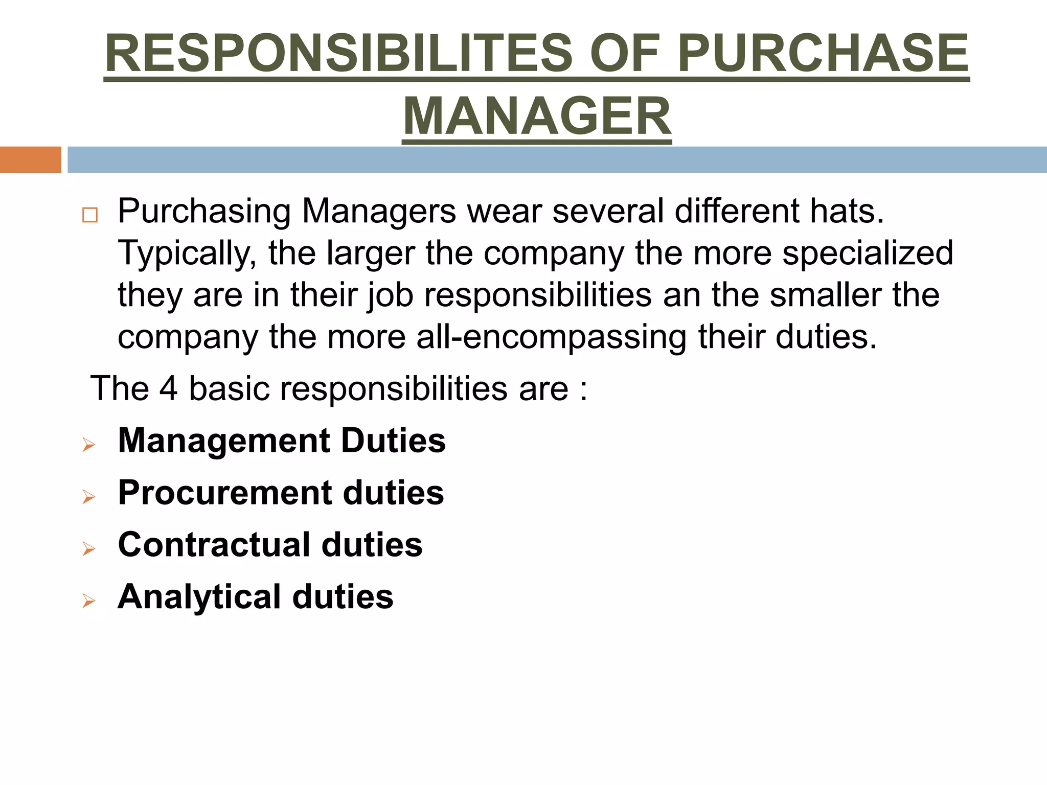Purchase Manager in a Hospital Industry- His Functions,Roles & Responsibilities | PPTX