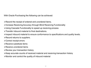 R12 EBS ORACLE PURCHASE OVERVIEW AND FEATURES AND FUNCTION | PPTX