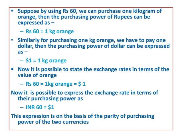 Purchasing power parity theory | PPTX