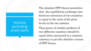 Purchasing power parity theory- Yashavanth G Nayak | PPT
