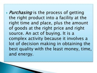Purchasing, receiving & Storing; | PPTX