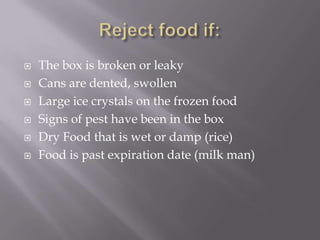 Purchasing, receiving and storing food | PPTX