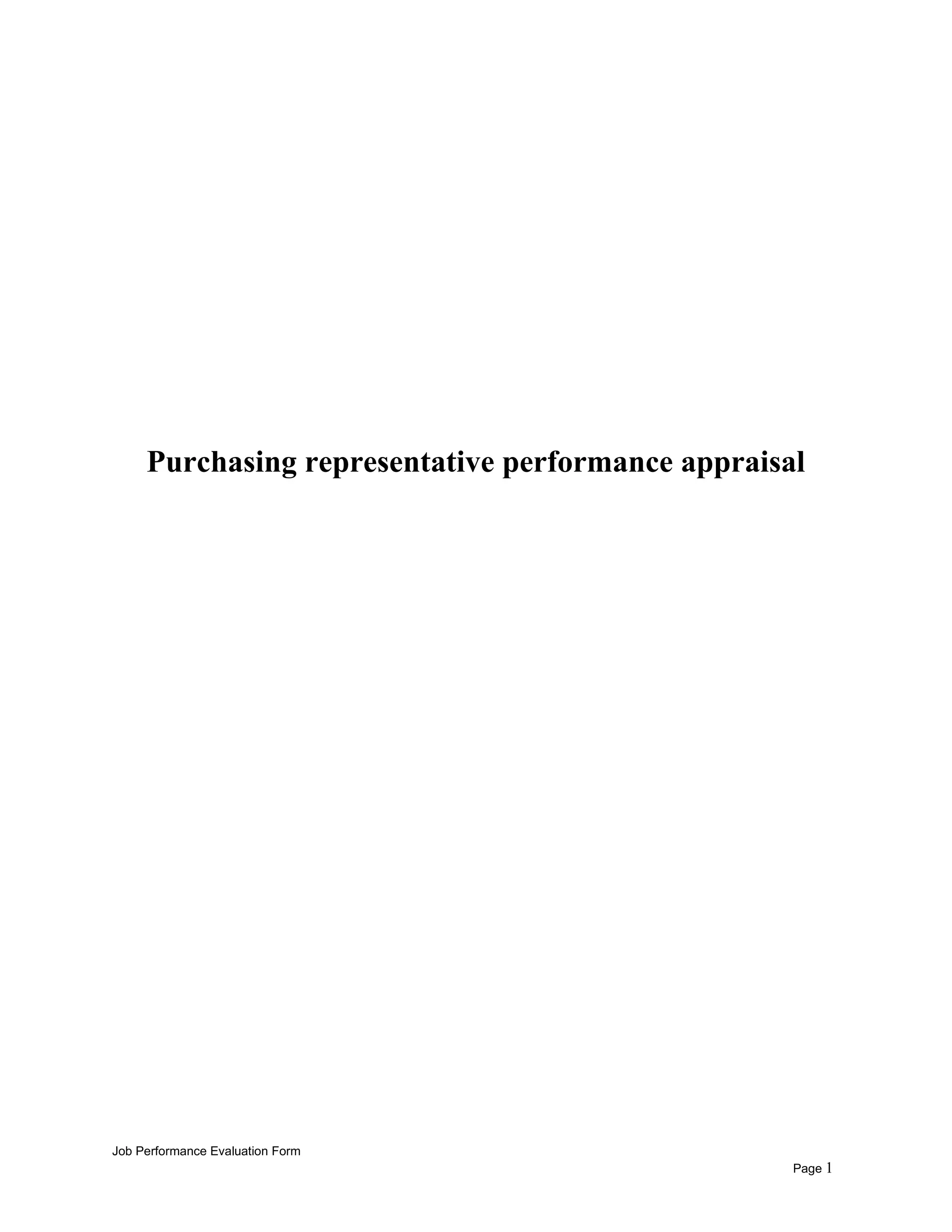 Purchasing representative performance appraisal | PDF