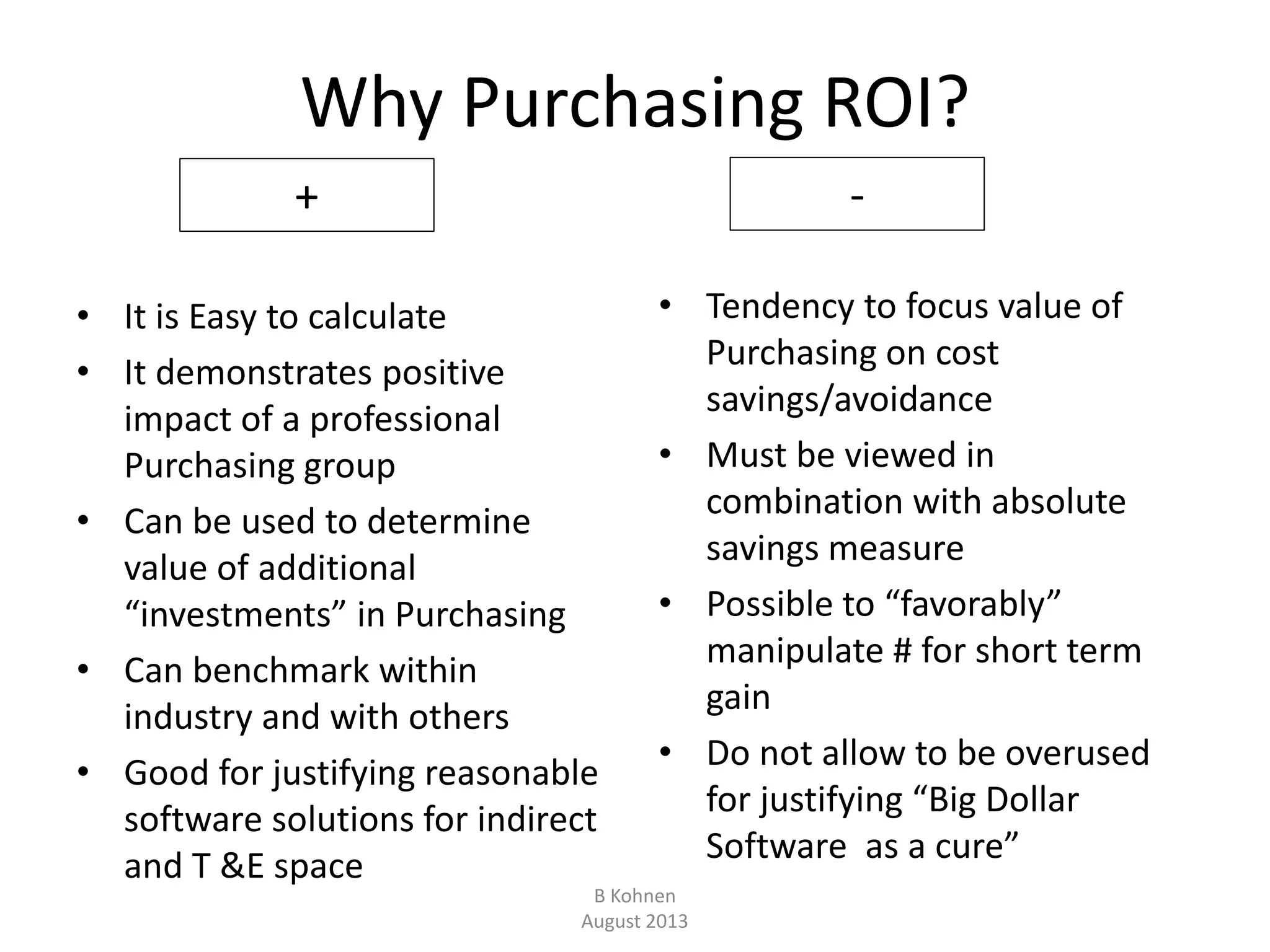 Purchasing Return on Investment (ROI) a Valuable but Underutilized ...
