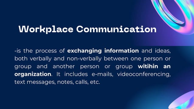 Communication For Work Purposes Workplace Communication | PPTX