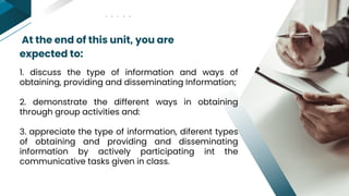 Obtaining, Providing and Disseminating Information | PDF