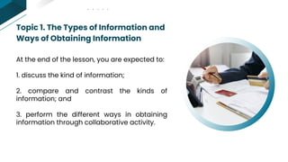 Obtaining, Providing and Disseminating Information | PDF