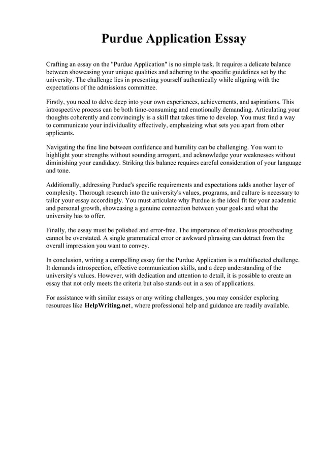 Purdue Application Essay | PDF