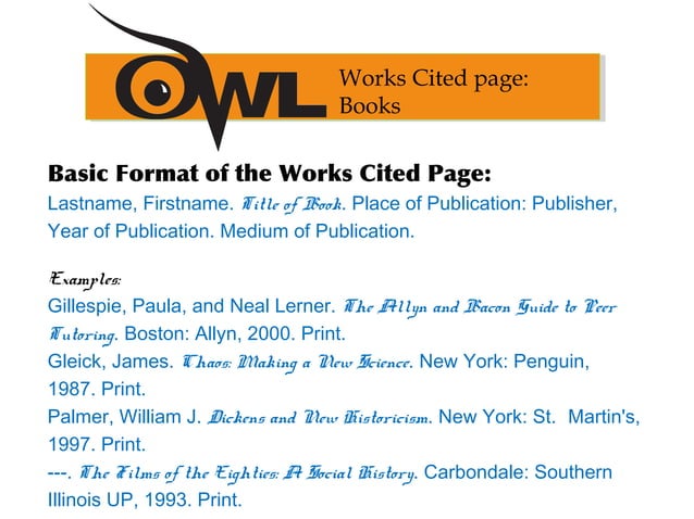 Purdue owl mla format | PPT | Poetry | Books and Literature