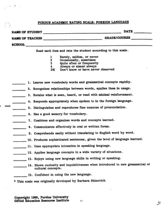 Purdue rating scales | PDF
