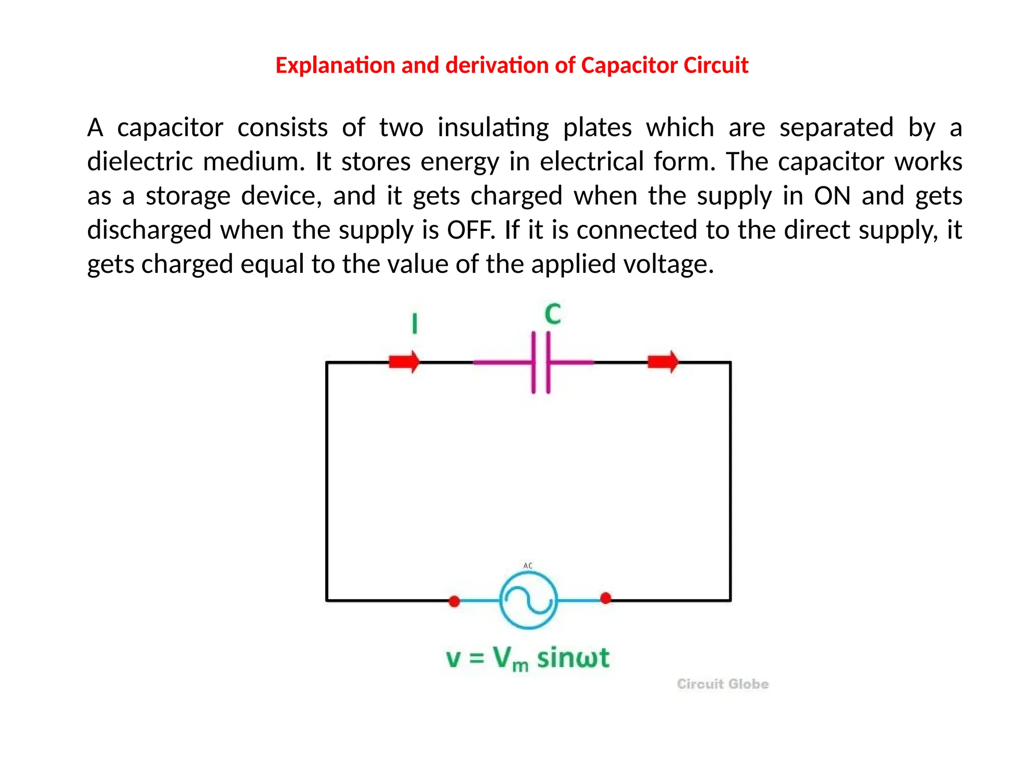 Pure Capacitor excited by ac sine supply | PPTX