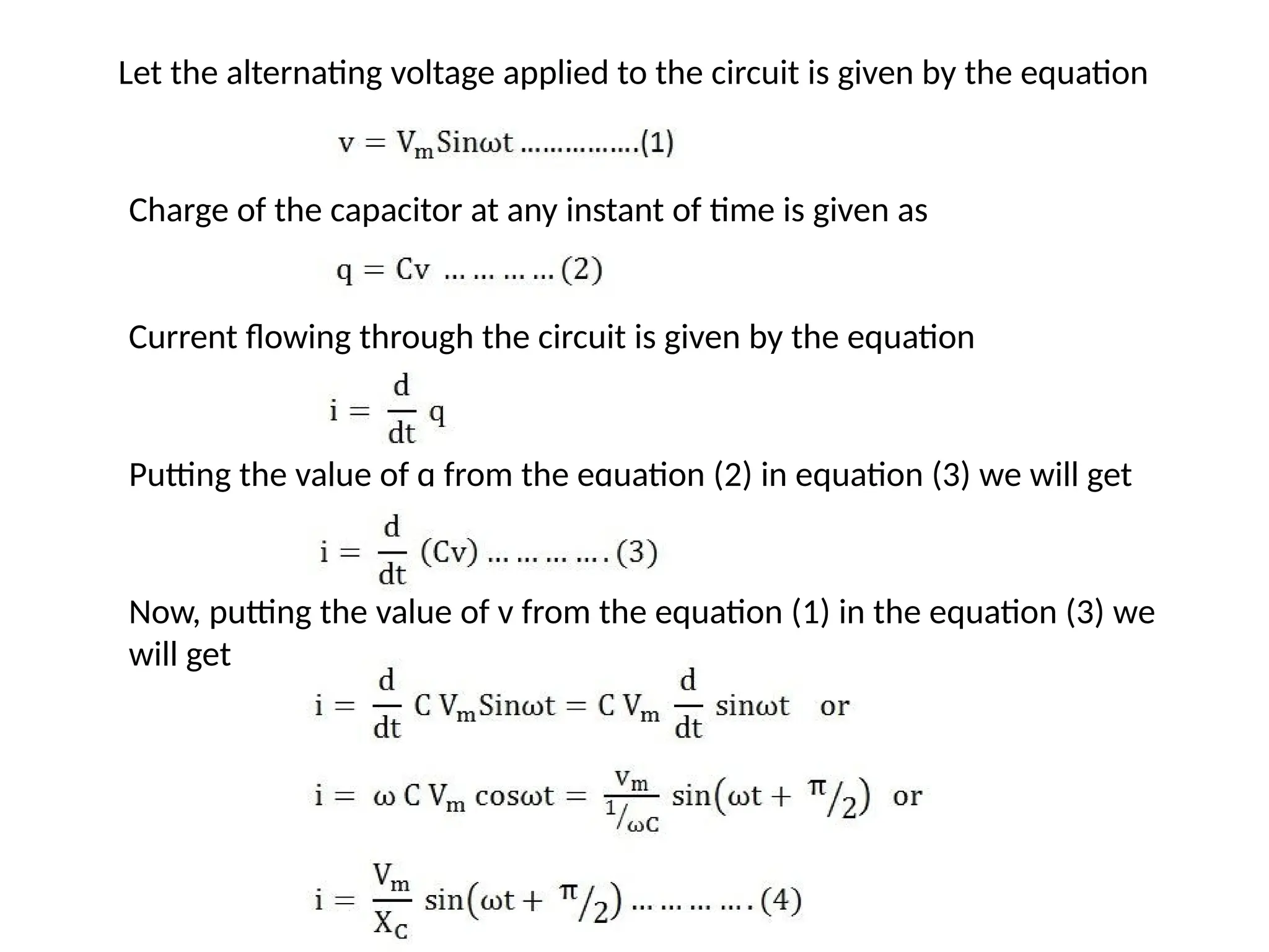 Pure Capacitor excited by ac sine supply | PPTX