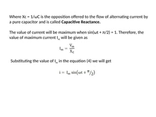 Pure Capacitor excited by ac sine supply | PPT
