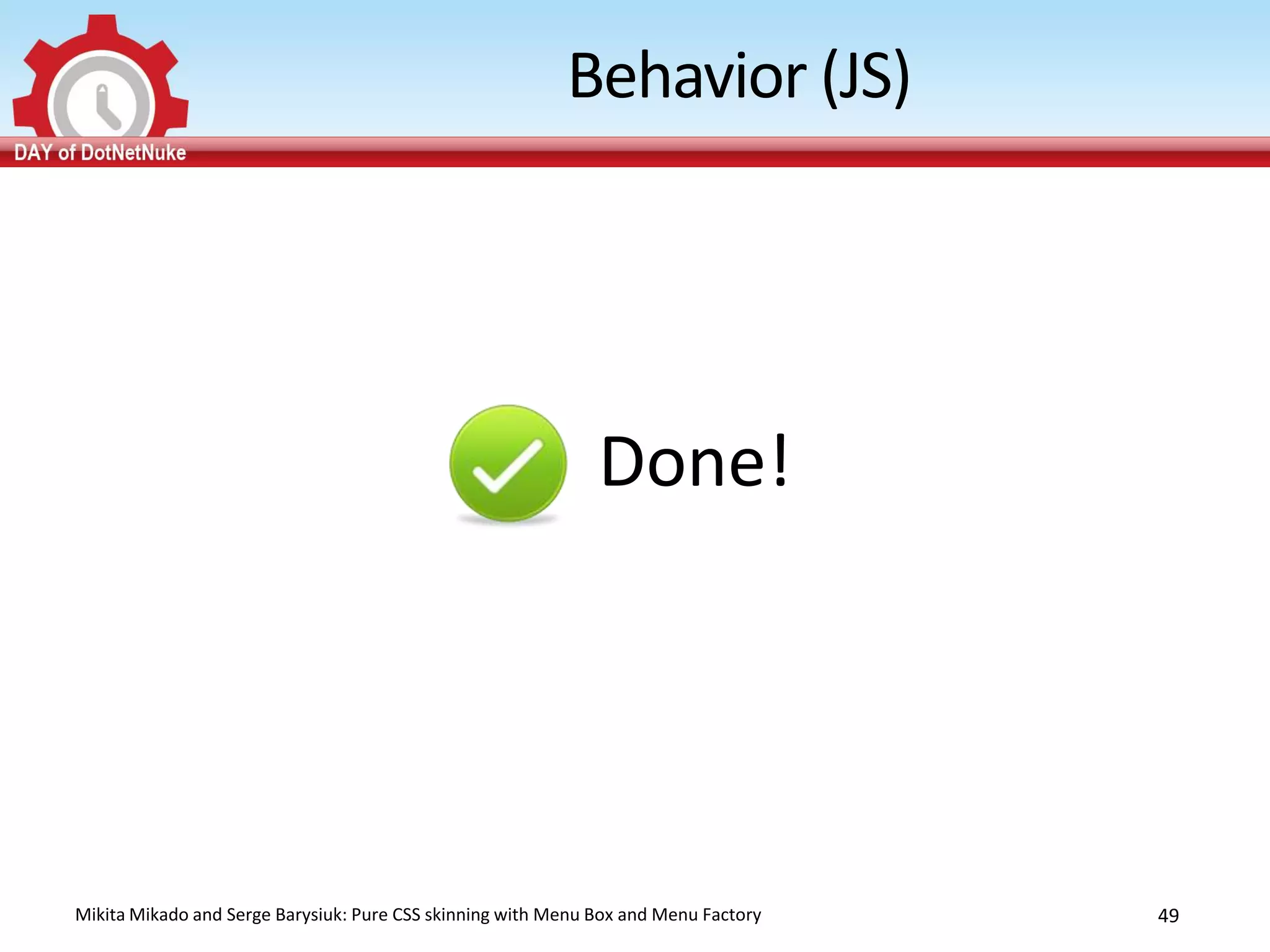 Pure css skinning with menu box and menu | PPT