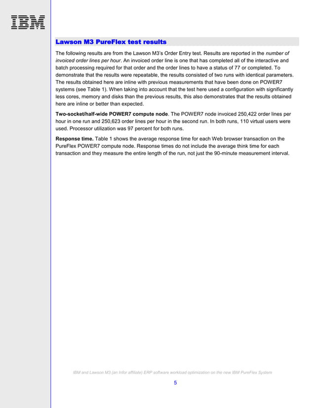 IBM and Lawson M3 (an Infor affiliate) ERP software workload ...