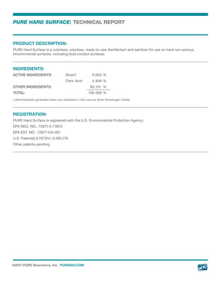 Pure Hard Surface Hospital Disinfection Binder | PDF