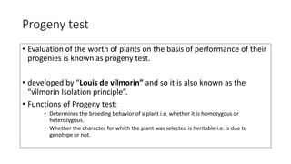 Pure line selection and Progeny test | PPTX