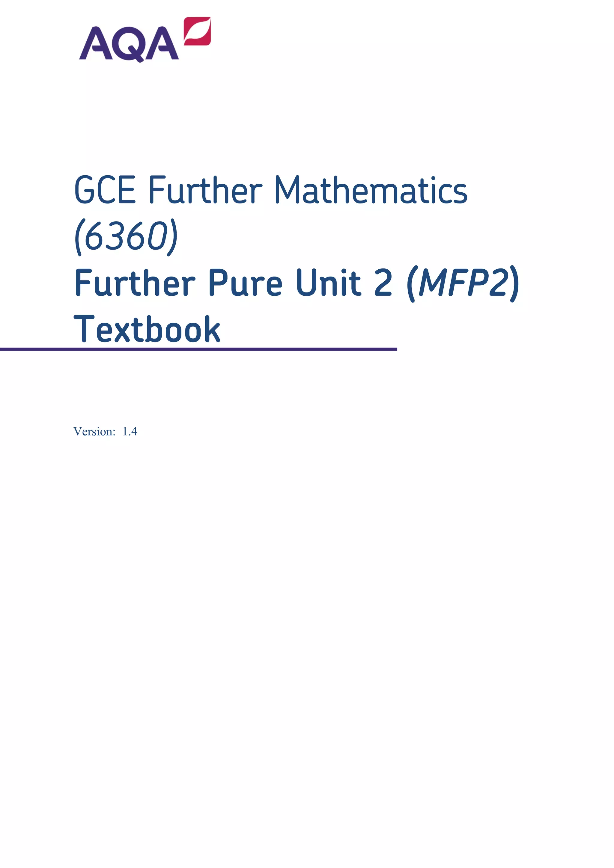 Pure Mathematics Unit 2 - Textbook | PDF