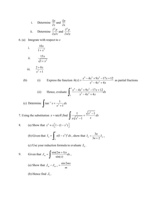 CAPE PURE MATHEMATICS UNIT 2 MODULE 1 PRACTICE QUESTIONS | PDF