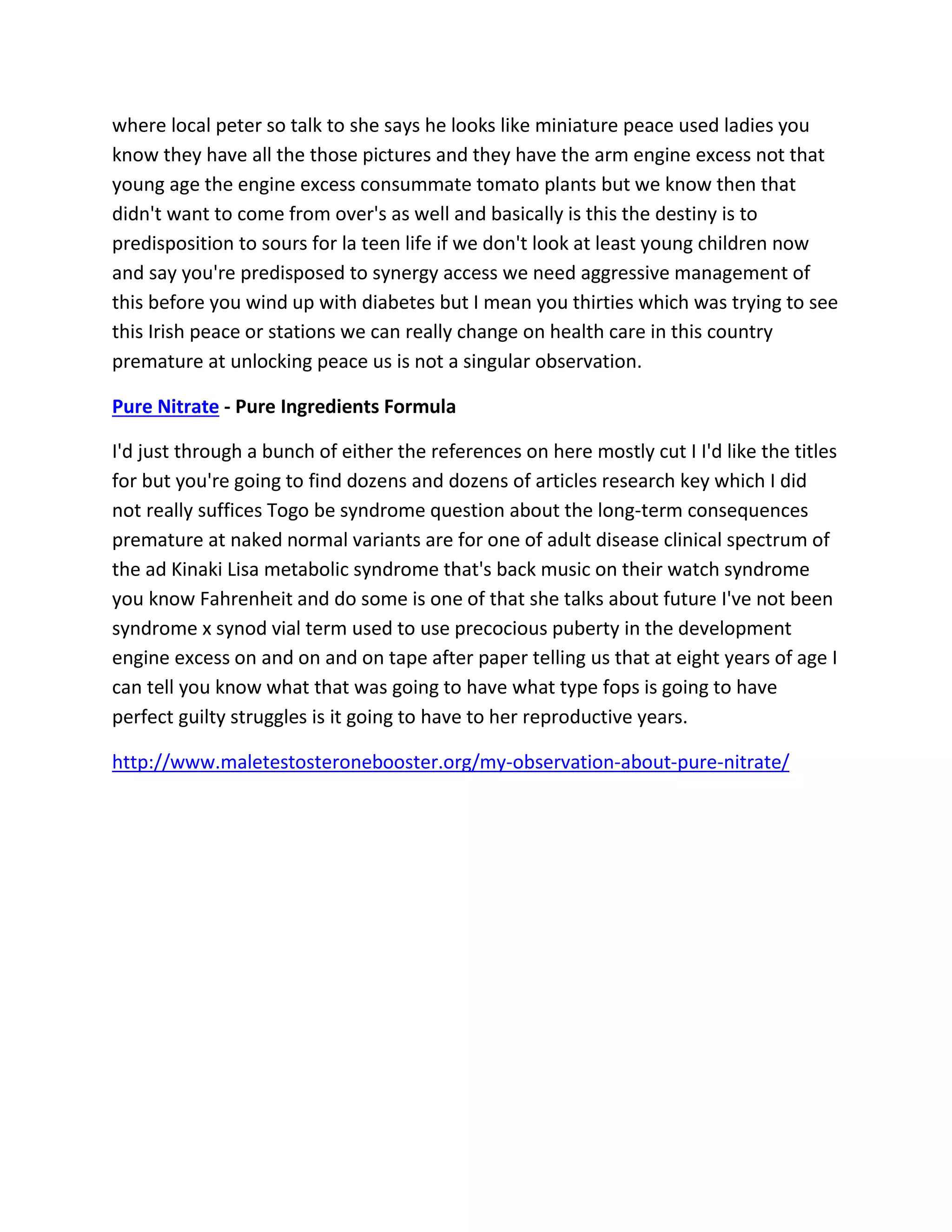 Pure Nitrate - Pure Ingredients Formula | PDF