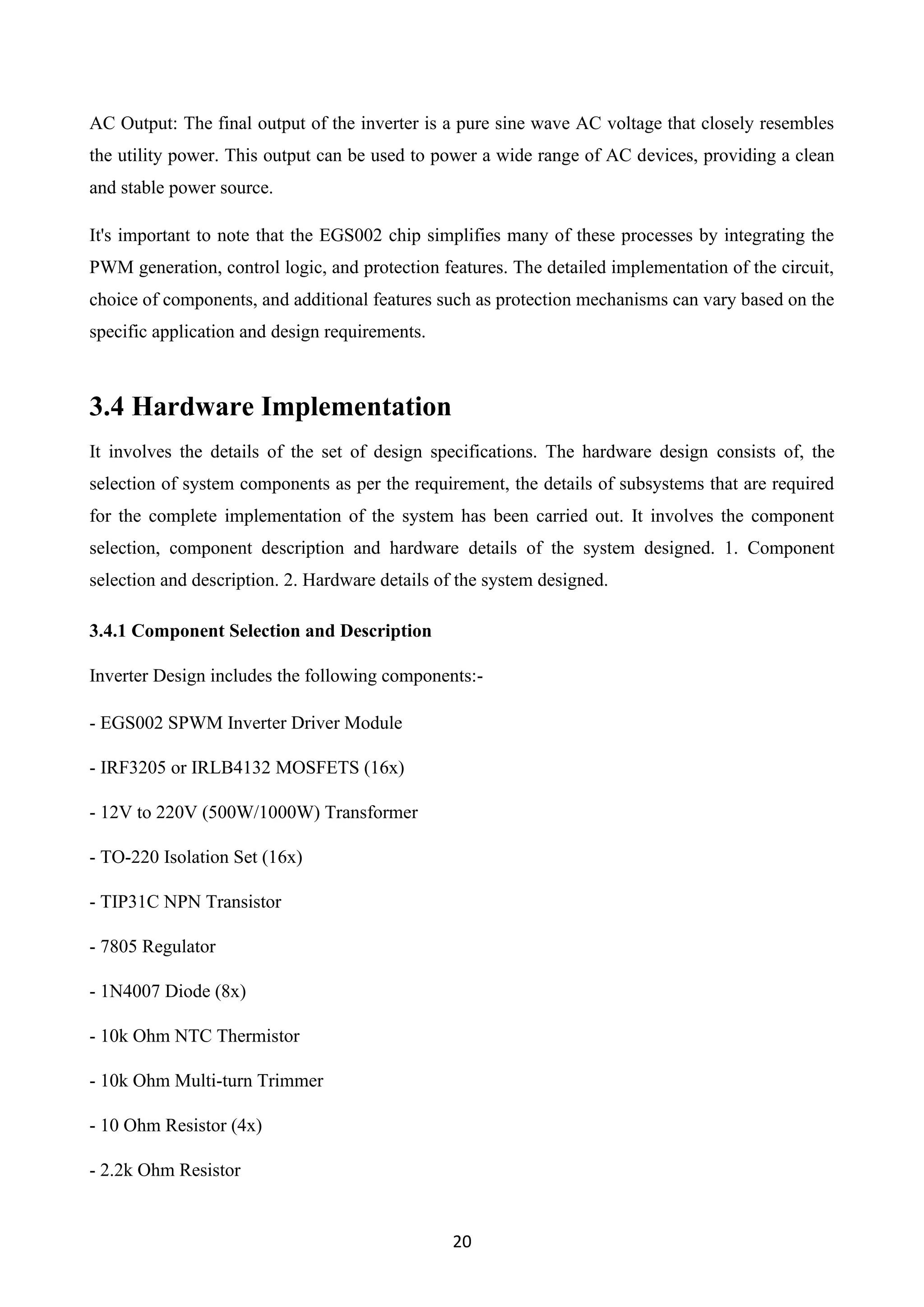 Design and Development of 1000W pure sine wave inverter using EGS002 SPWM module. | PDF