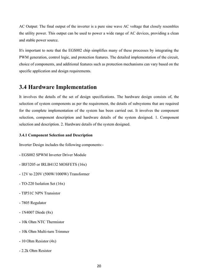 Design and Development of 1000W pure sine wave inverter using EGS002 SPWM module. | PDF ...