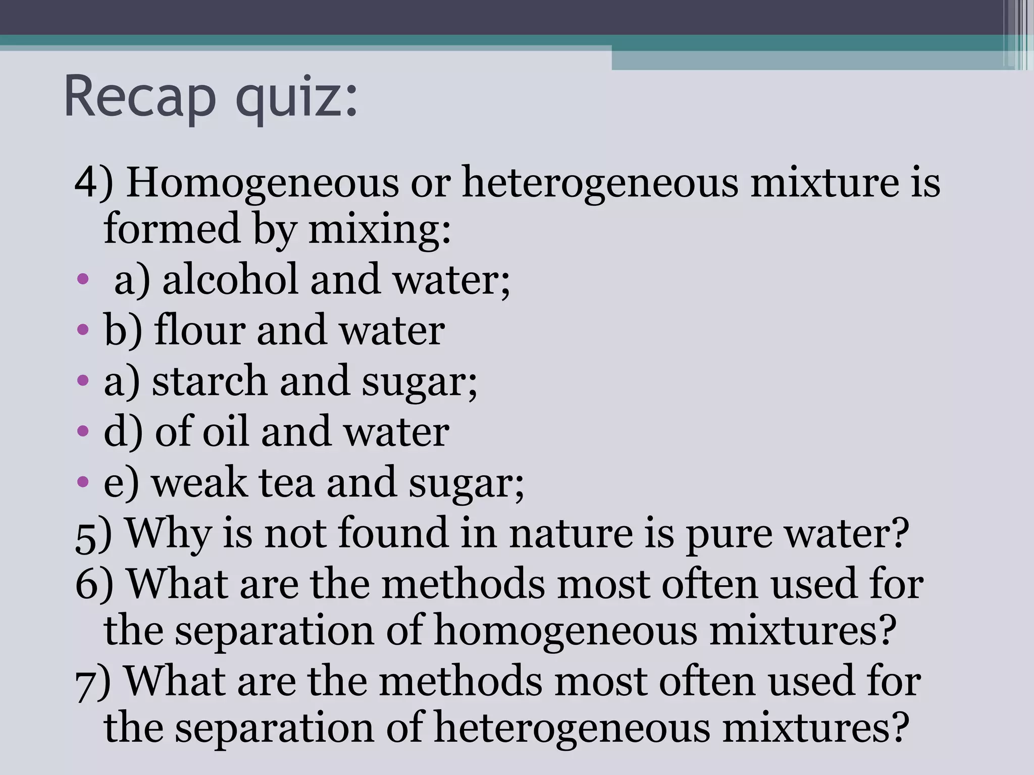 Pure substances and mixtures | PPT