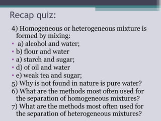 Pure substances and mixtures | PPT