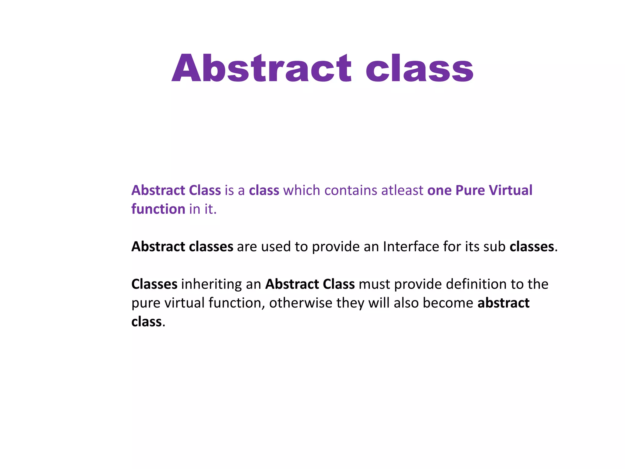 Pure Virtual Function And Abstract Class Ppt