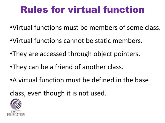 Pure virtual function and abstract class | PPTX