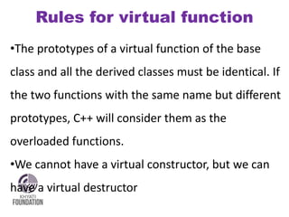 Pure virtual function and abstract class | PPTX
