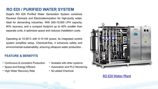 Pure Water Generation for Pharmacutical Industry by SWJAL PROCESS.pptx