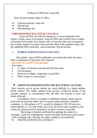 Purification of dna from living cells | PDF