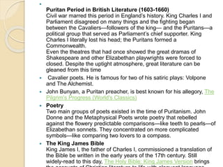 Puritan age | PPTX | Poetry | Books and Literature