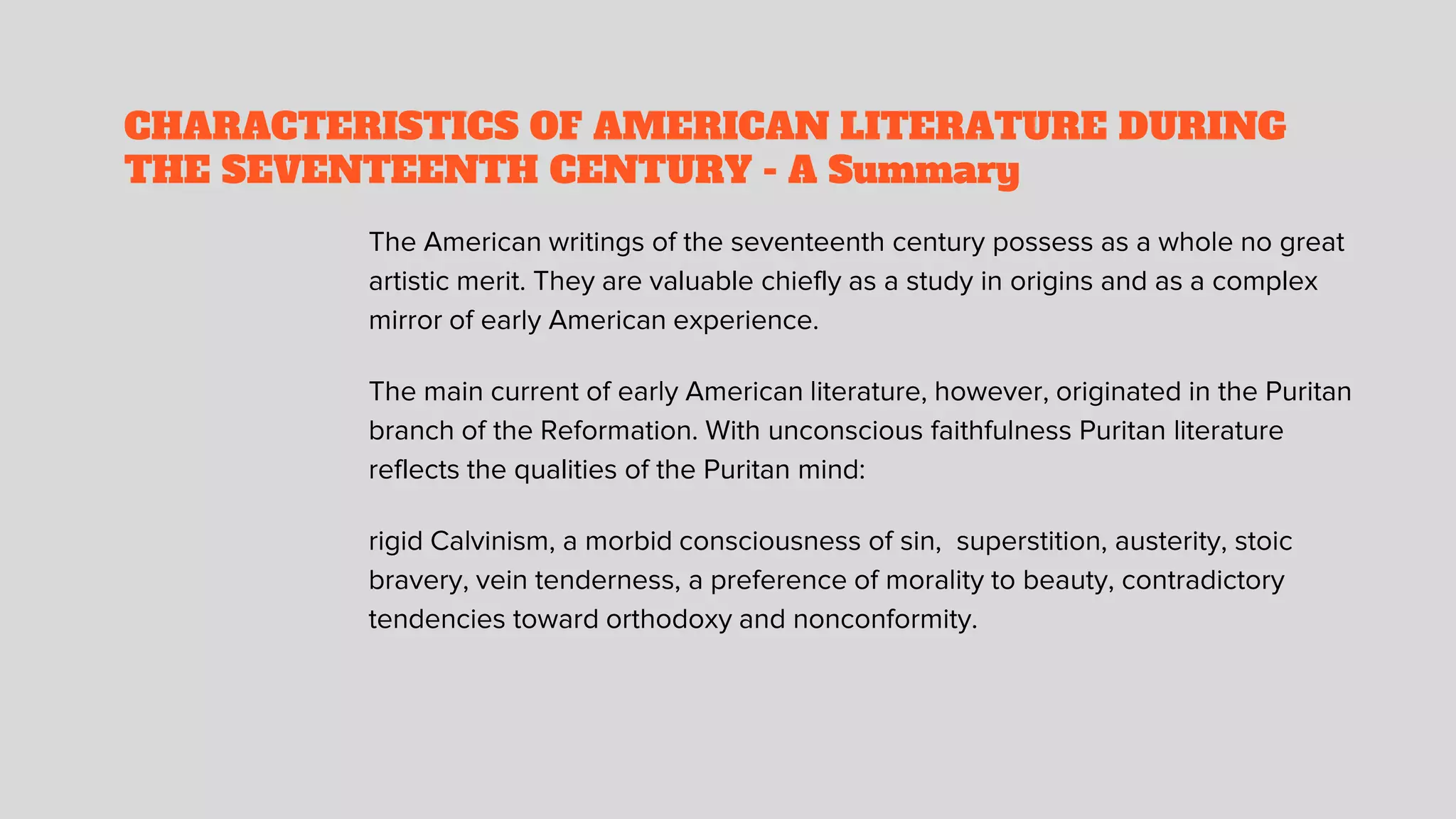 Puritan literature overview | PPTX