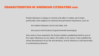 Puritan literature overview | PPTX
